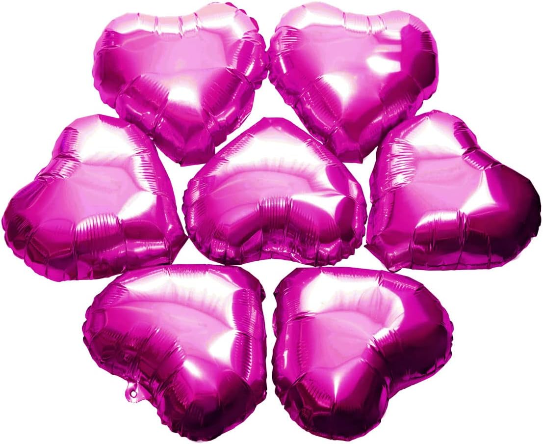 Hot Pink Heart Foil Mylar Balloons - Valentines Day Party Wedding ...