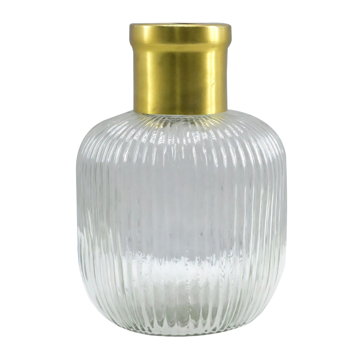 Transpac Glass 7 in. Gold Everyday Ribbed Vase | Michaels