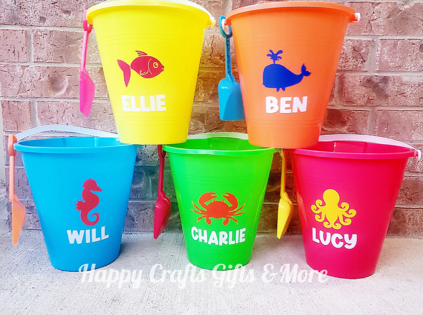 Personalized Beach Bucket, Sand Pail with Custom Design and Kids Name ...