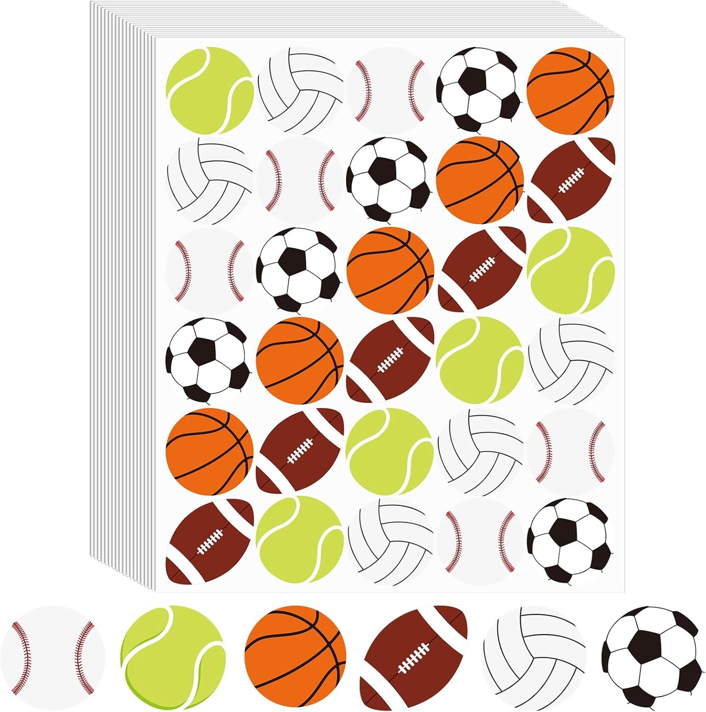Sports Stickers for Kids, 720 Pcs Football Basketball Stickers Envelope ...