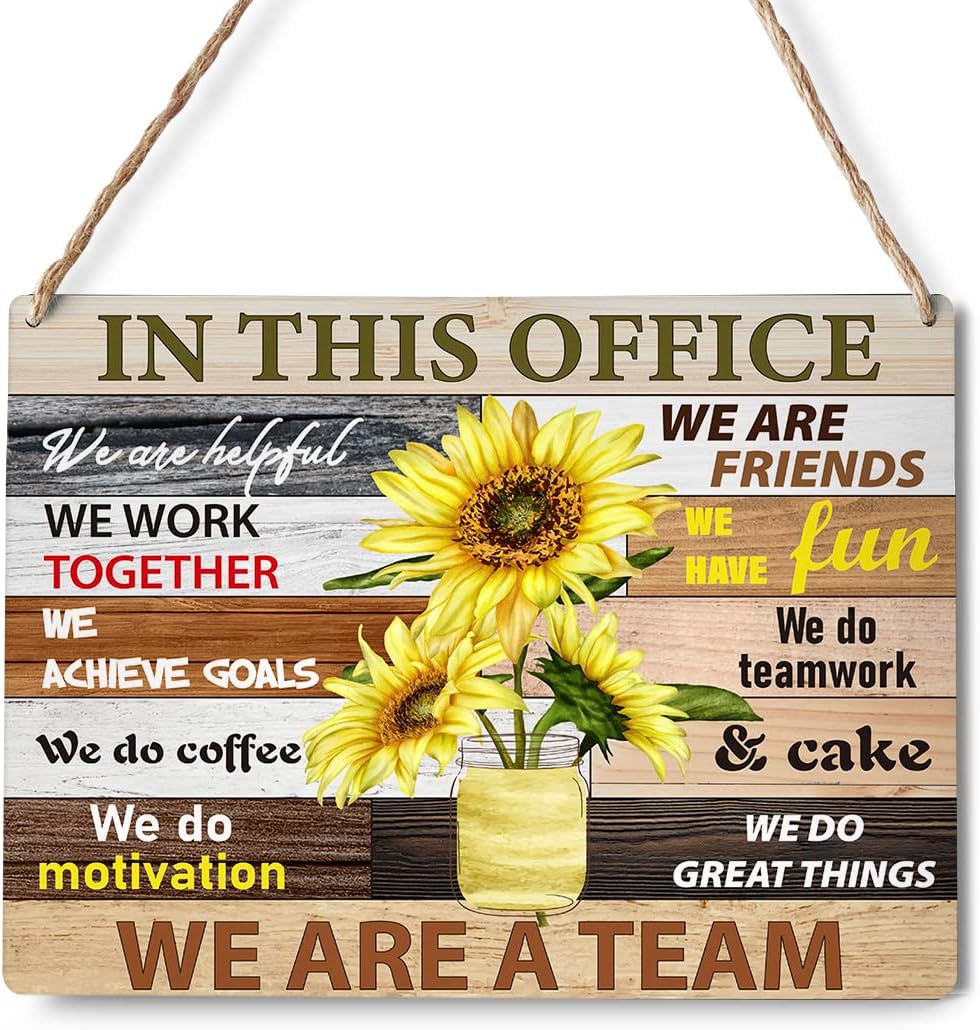 Inspirational Summer Sunflower Signs Wall Decor Teamwork Quotes ...