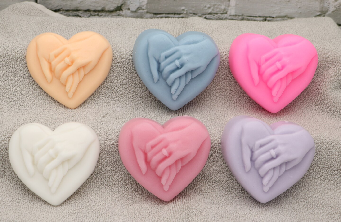 Set of 5 Heart Shaped Embracing Hands Soaps for Valentine's, Bridal ...