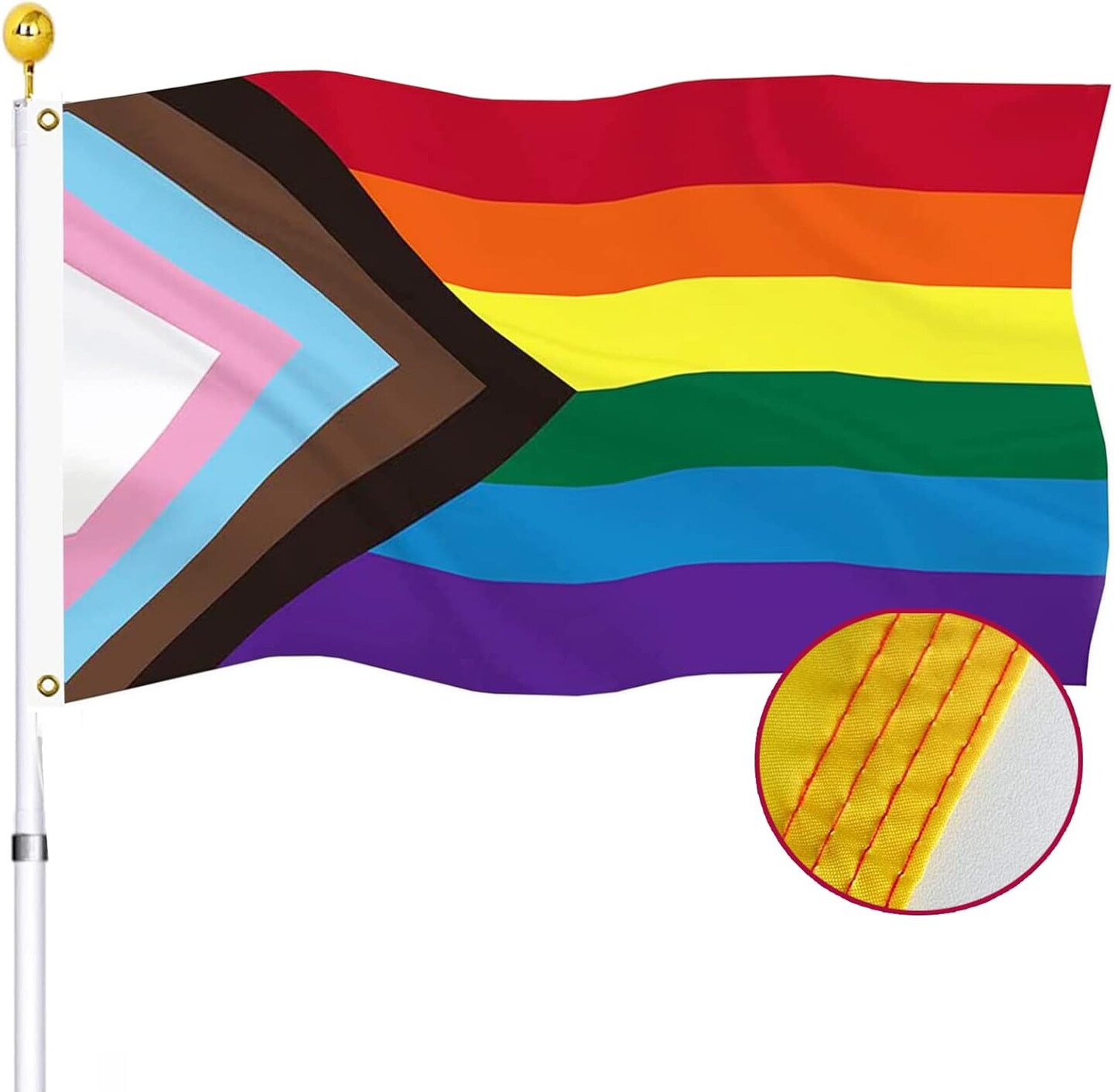 Progress Pride Rainbow Flag 3x5 Outdoor All Inlcusive Progressive Pride ...