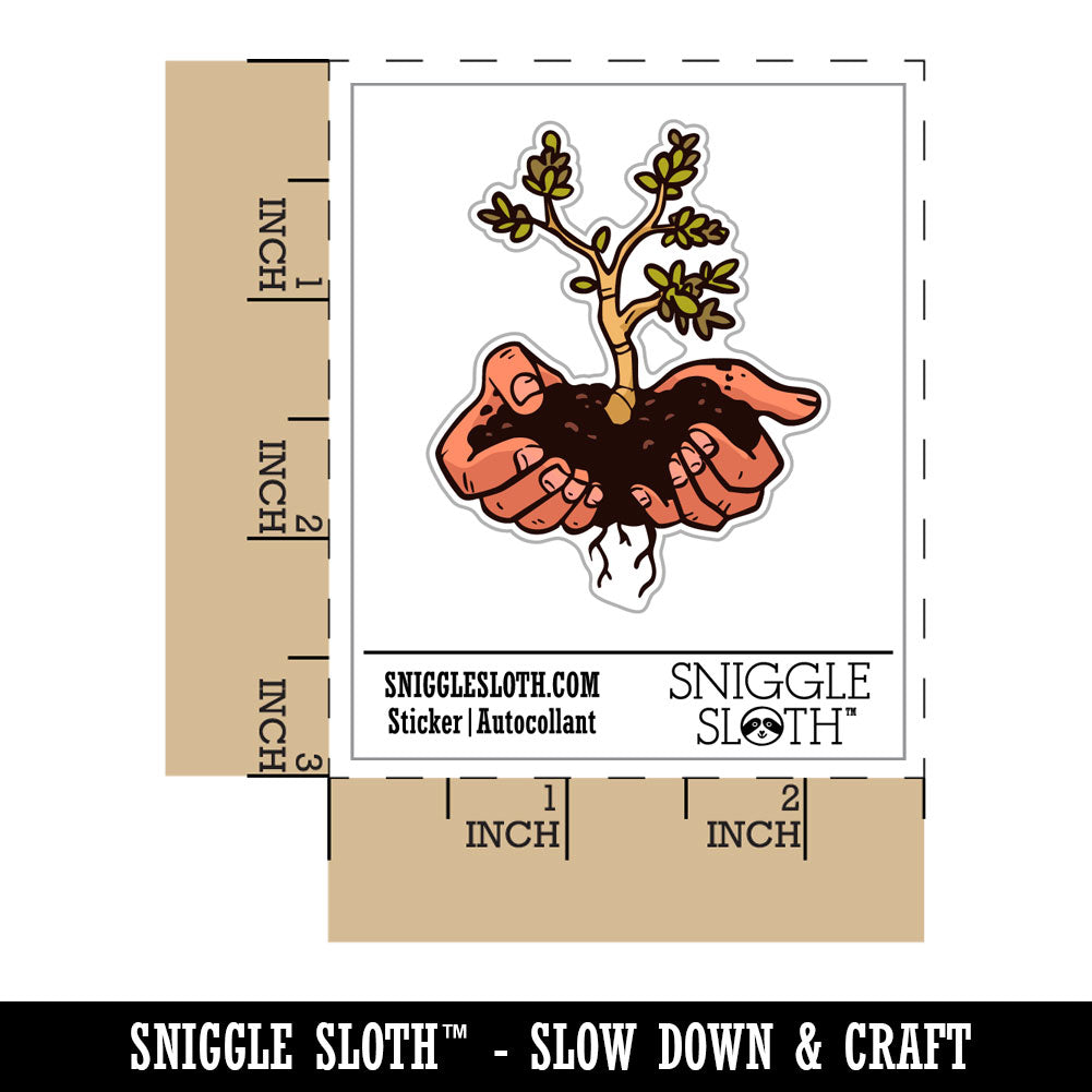 Water Bottle Sticker Set Hands Holding Tree Earth Dirt Planting Garden ...