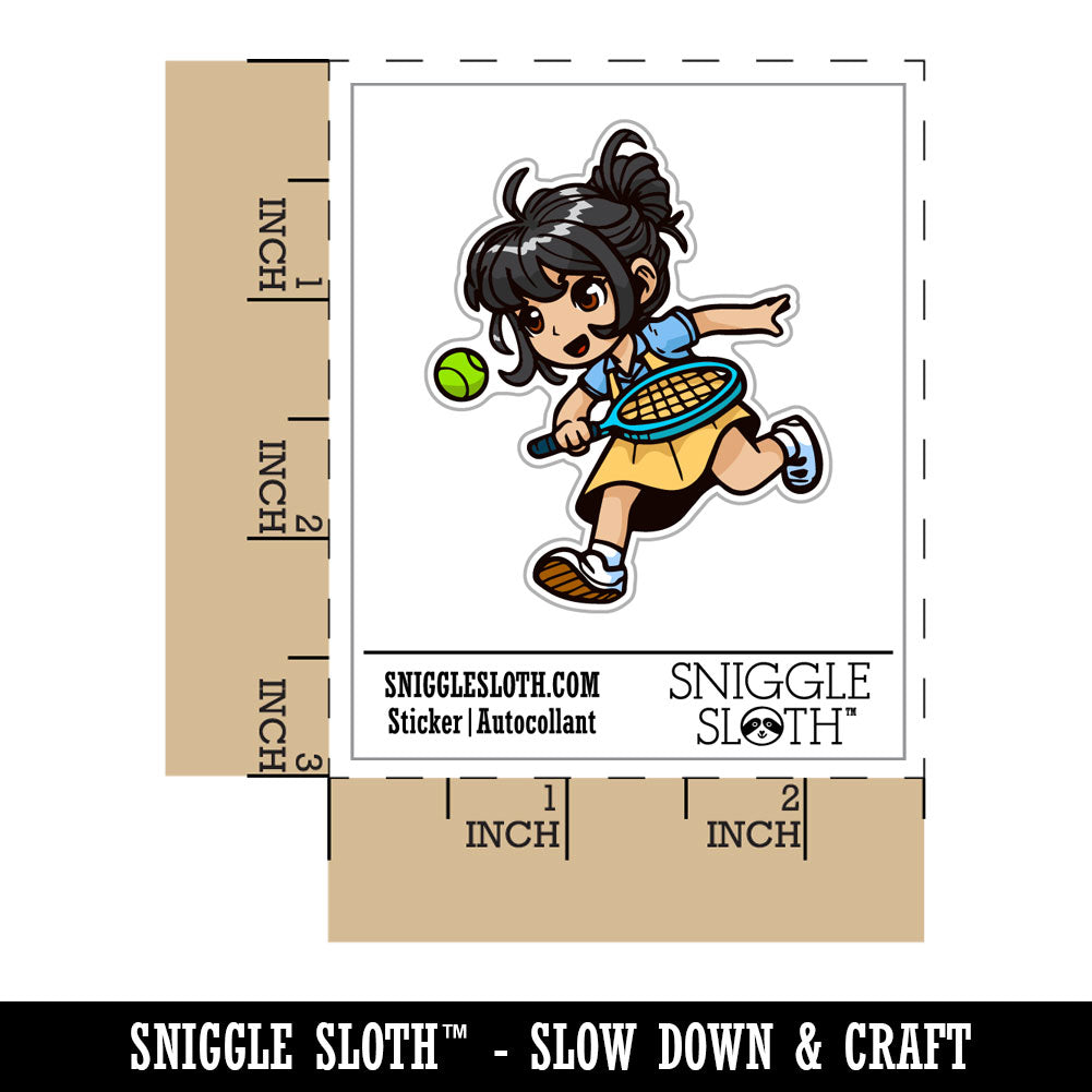 Water Bottle Sticker Set Cute Tennis Girl Ball Chibi Sports Cute ...