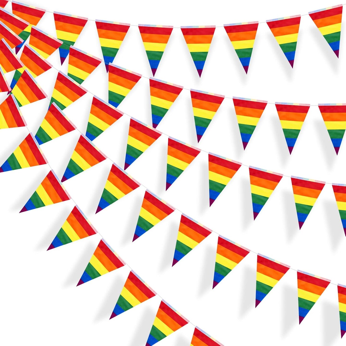 100 Flags Gay Pride Banner, Rainbow Pennant Banner Colorful Flag Banner ...