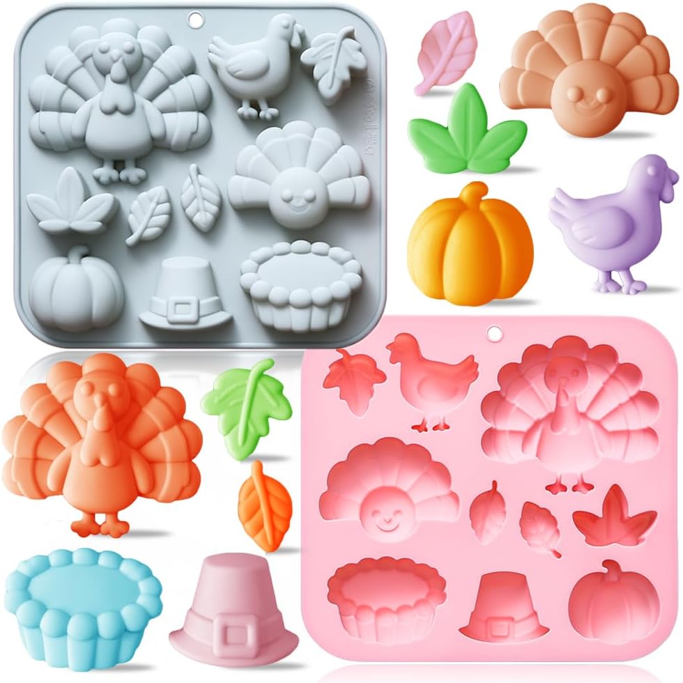 2 Pack Fall Thanksgiving Chocolate Molds - Pumpkin, Turkey, Maple ...