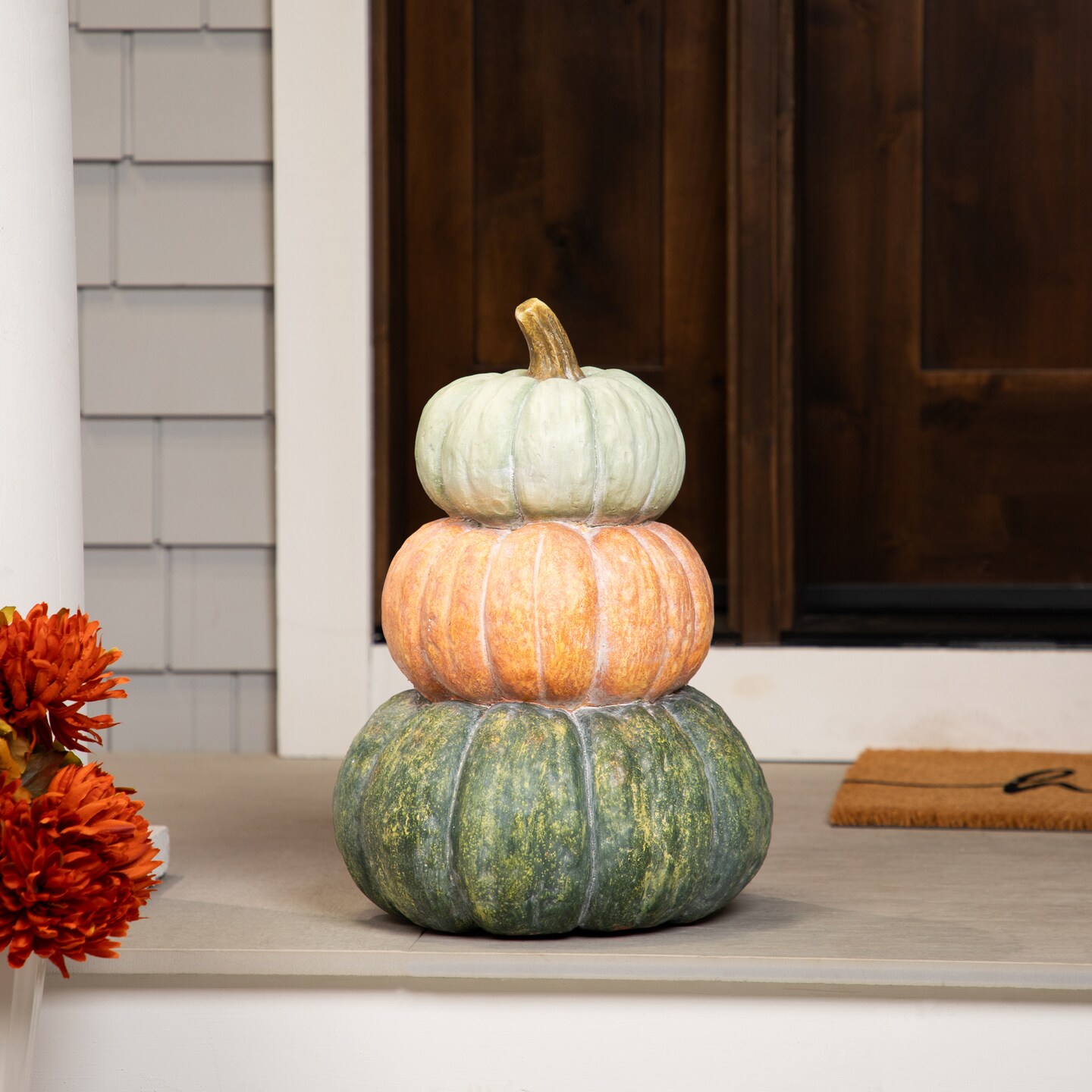 Northlight Tri-Color Pumpkin Stack Fall Harvest Decoration - 19" | Michaels