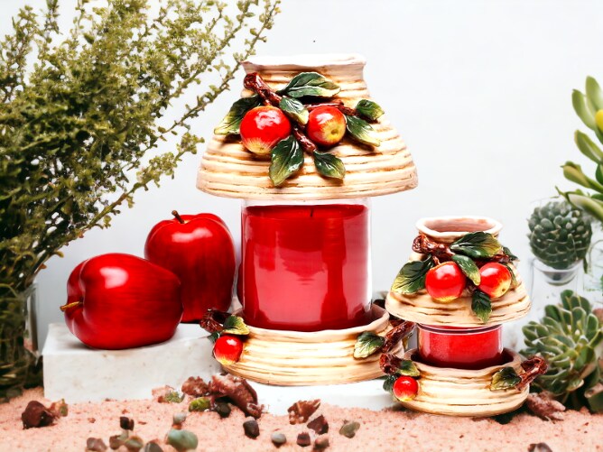 Ceramic Small Apple Candle Holder Shade and Base, Home Décor, Gift for ...