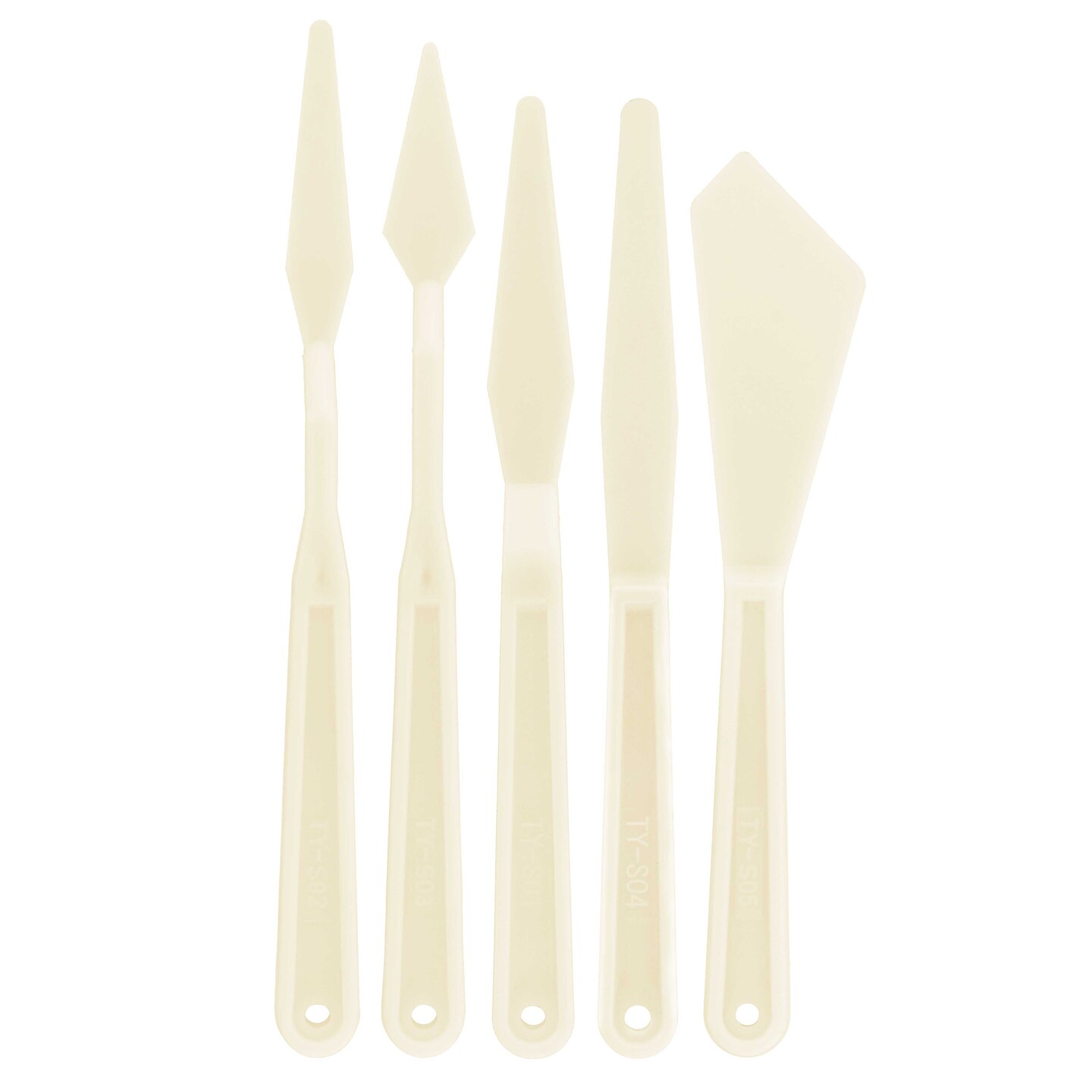 5-Piece Plastic Palette Knife Set for Acrylic Painting - Paint Spatula ...