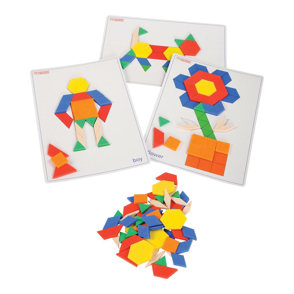 Kaplan Early Learning Company Pattern Blocks and Picture Cards Set ...