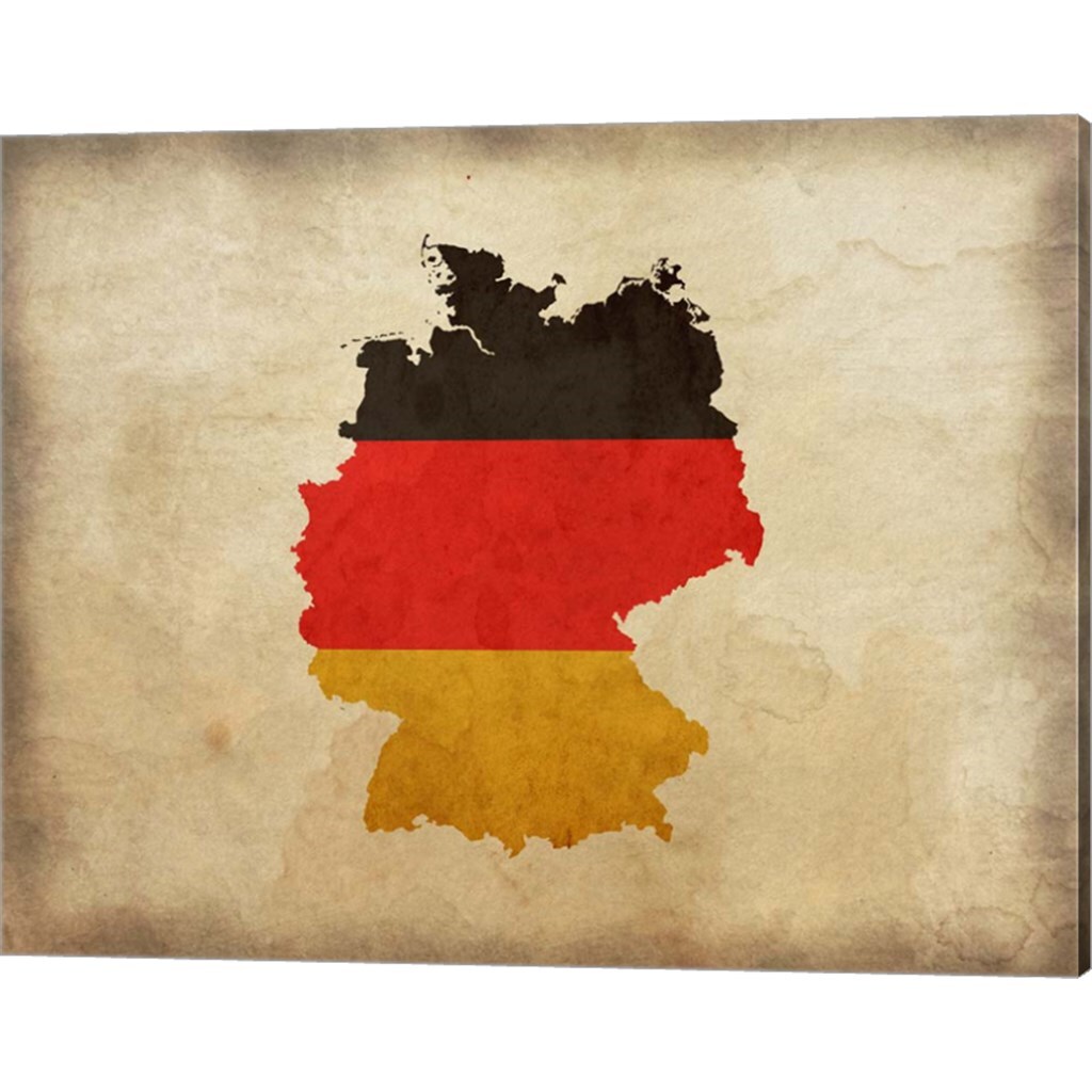 Map with Flag Overlay Germany by Color Me Happy 20" x 16" Canvas Wall ...