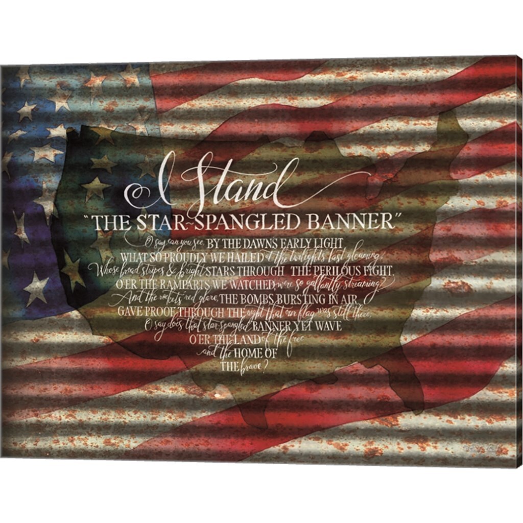 I Stand American Flag on Metal by Cindy Jacobs 20" x 16" Canvas Wall ...