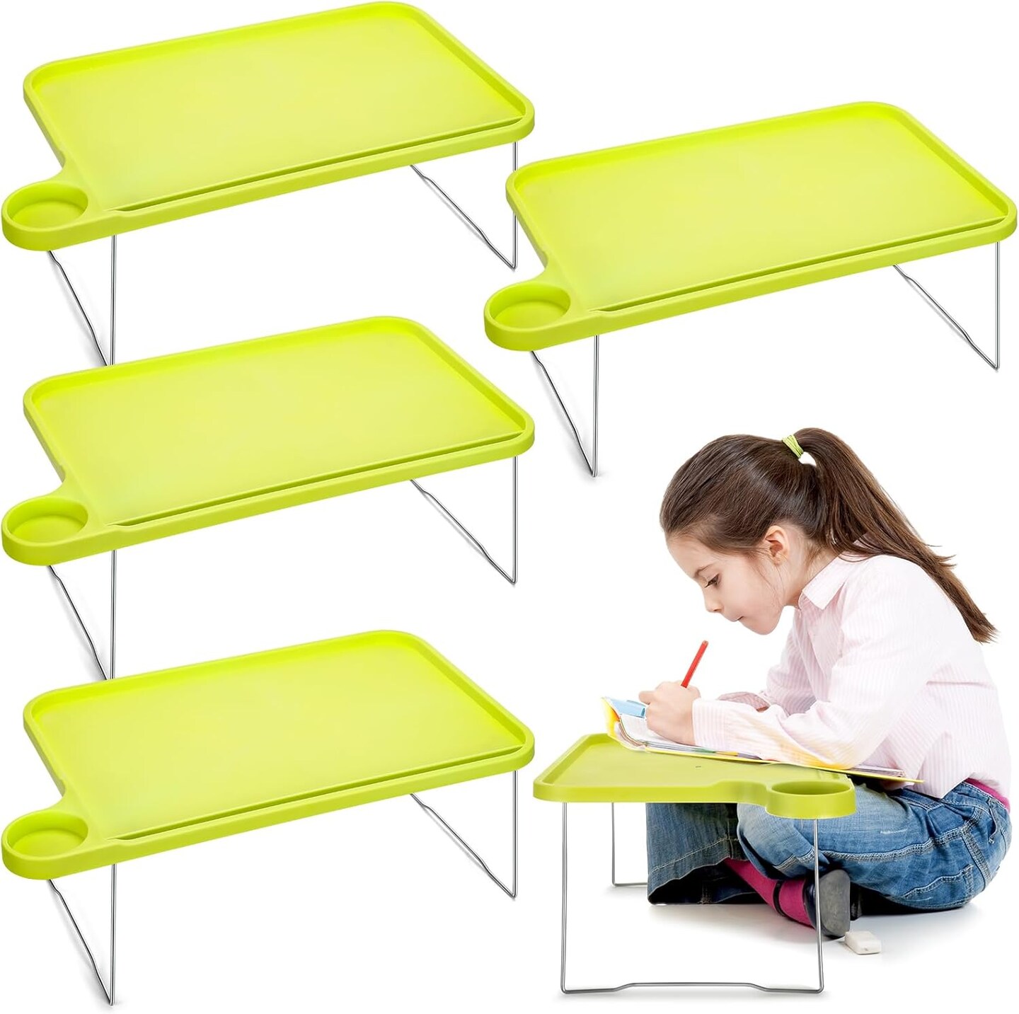 Foldable Lap Desk Collapsible Kids Activity Table Bed Trays Kids Lap Tray for Children Boys Girls Adults Coloring Books Tablets Games Snacks 4