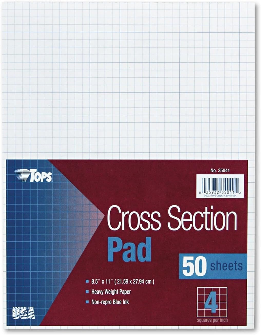 Cross-Section Pads, 8-1/2" X 11", Glue Top, Graph Rule (1 X 1), 5 ...