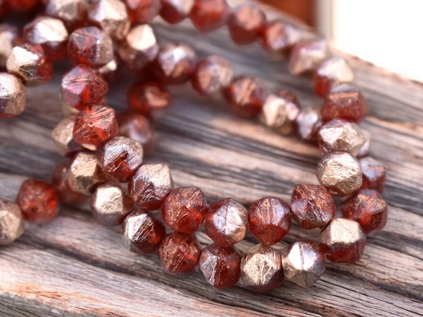 *20* 8mm Copper Washed Ruby Red Antique Cut Round Beads | Michaels
