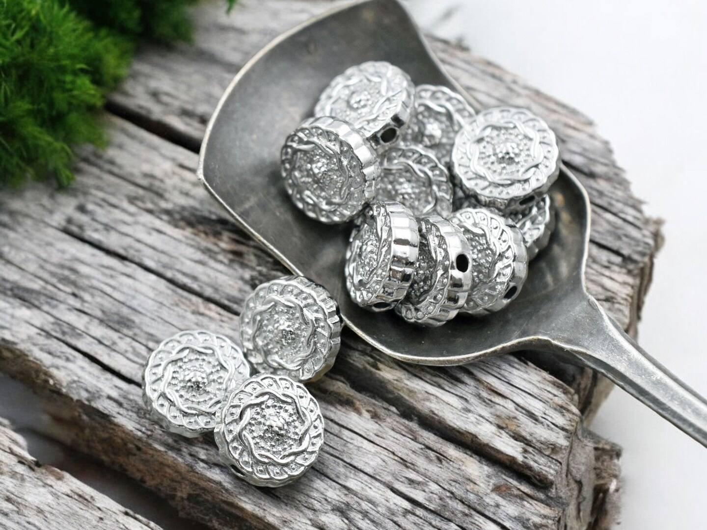 *50* 10mm Platinum Silver Coin Beads | Michaels