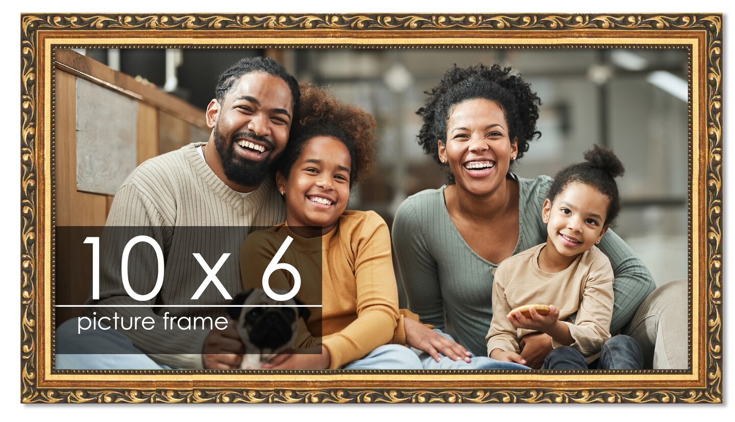 10x6 Solid Wood Antique Picture Frame with UV-Resistant Acrylic & Acid ...