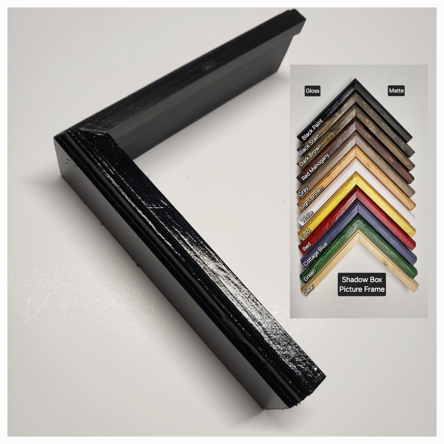 5" x 7", 1.5" Shadow Box Wood Display, Made-to-Order Shadow Box, Solid ...