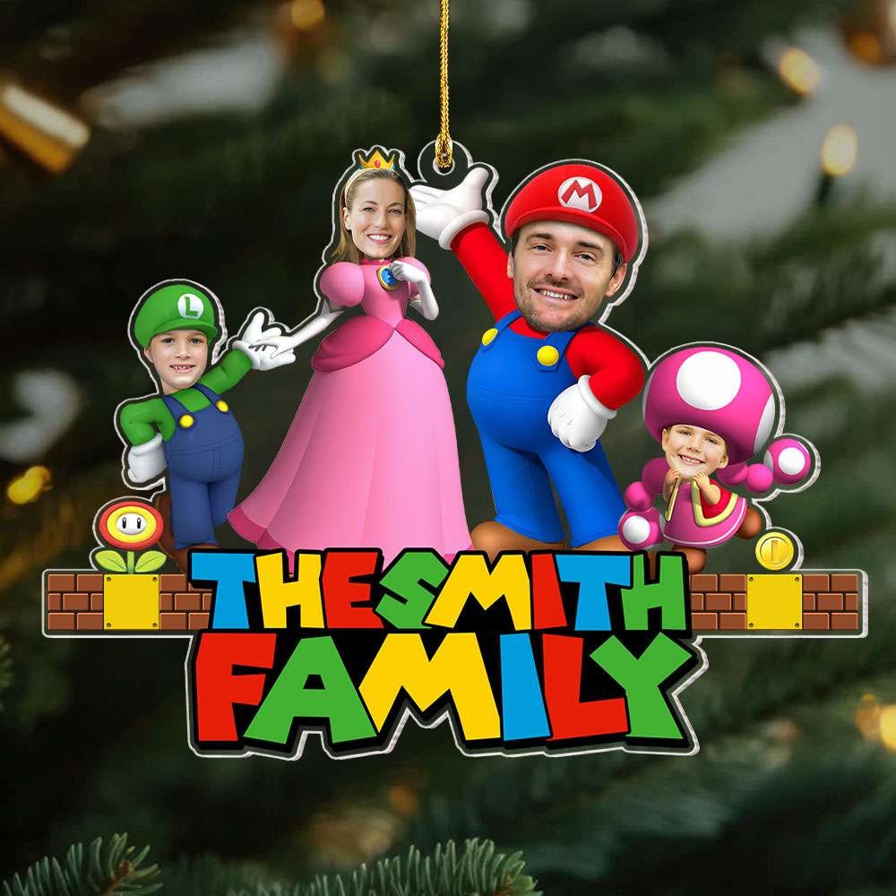 Personalized Super Mario Family Ornament, Custom Family Christmas ...