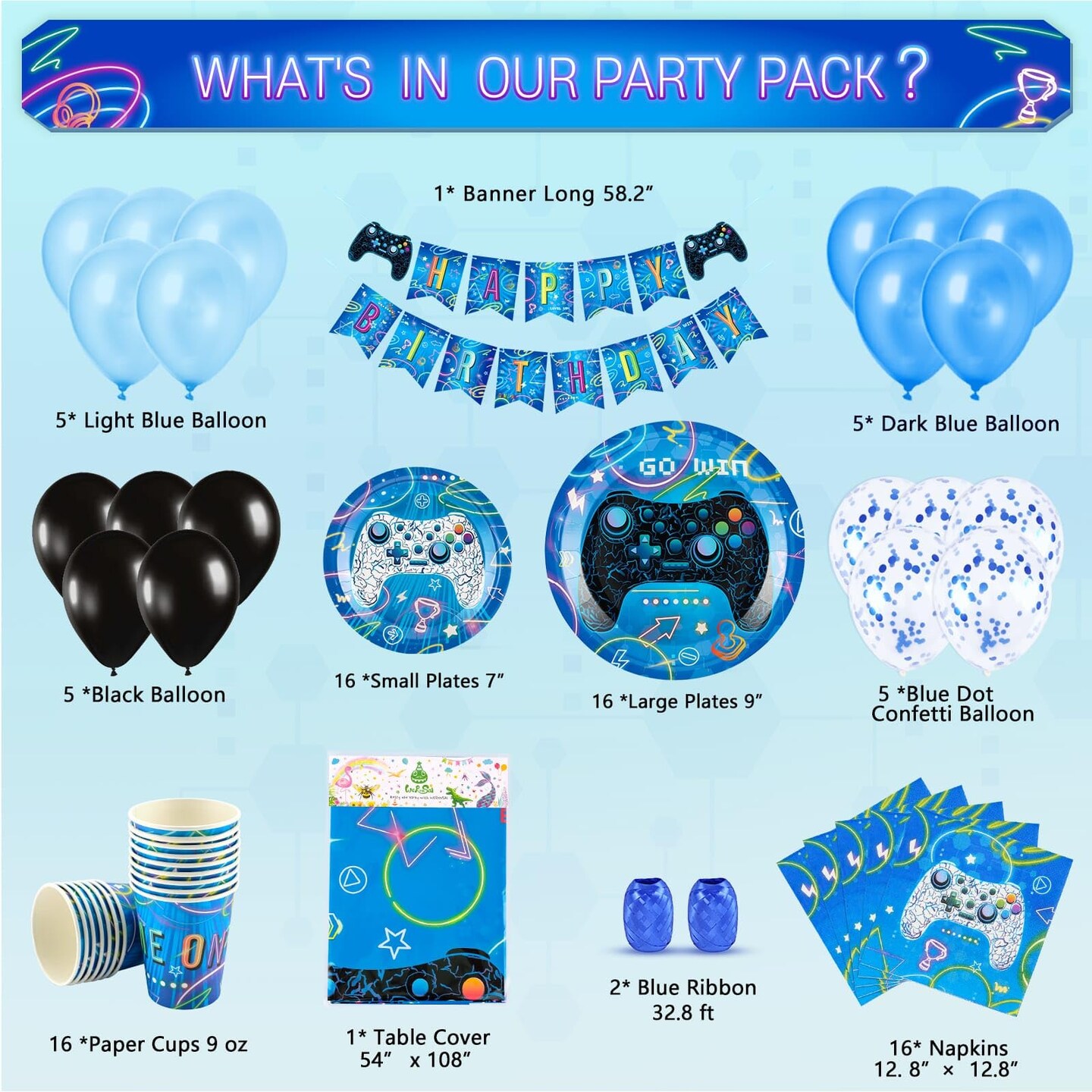 88 Pieces Gamer Birthday Party Decorations for Kids Boys Family Gaming ...