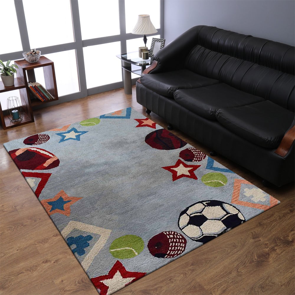 Hand Tufted Wool Area Rug Light Blue K03010 5X8 Eco-Friendly High Pile ...