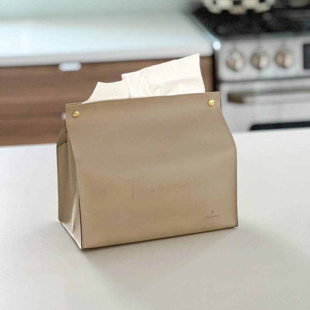 Leatherette Tissue Holder, Size: Medium, Color: Tan | Michaels