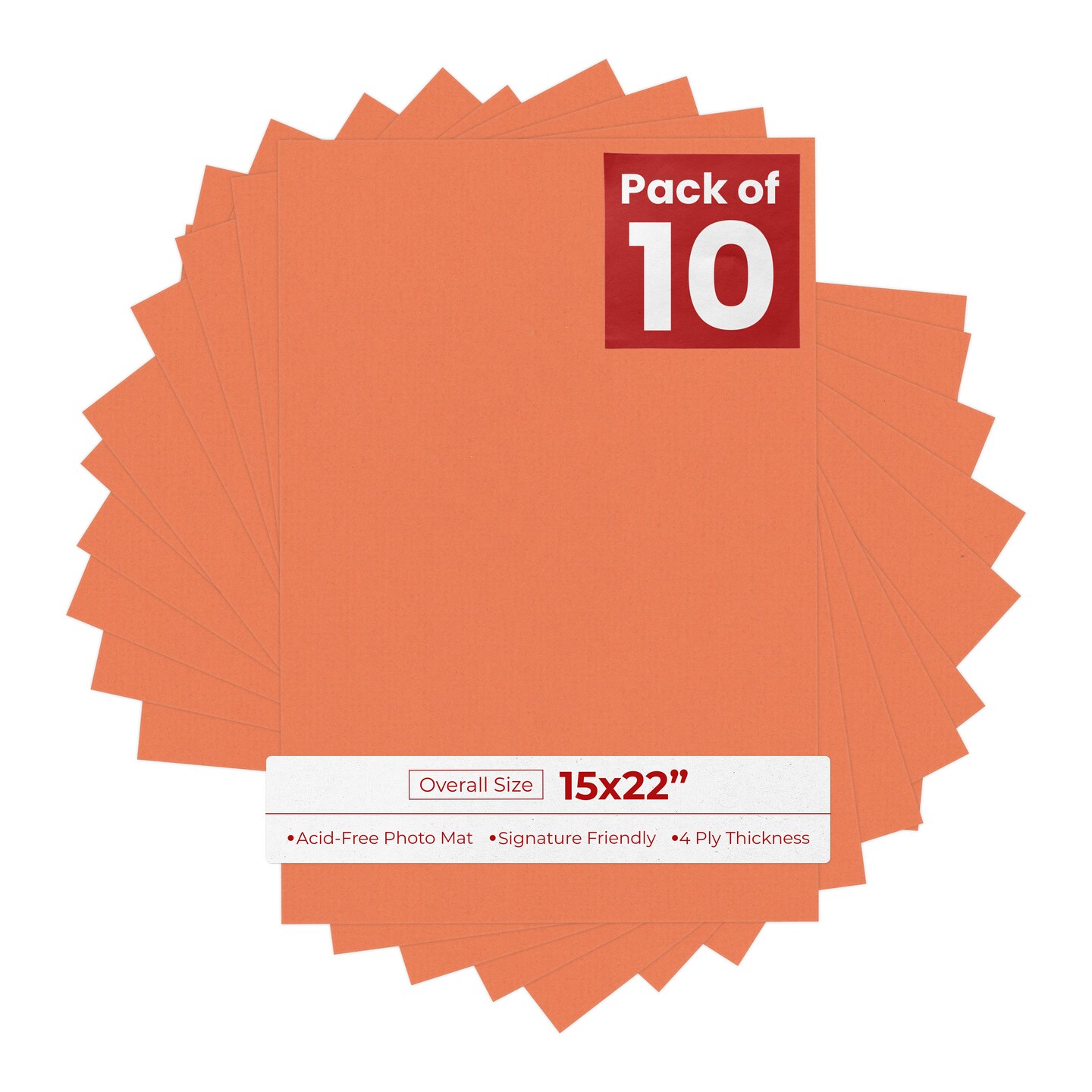 Carnelian Orange 15x22 Uncut Mat Board - Blank Sheets, No Opening ...