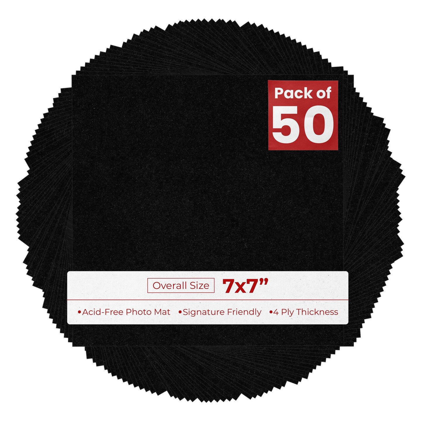 Black with Black Core 7x7 Uncut Mat Board - Blank Sheets, No Opening ...