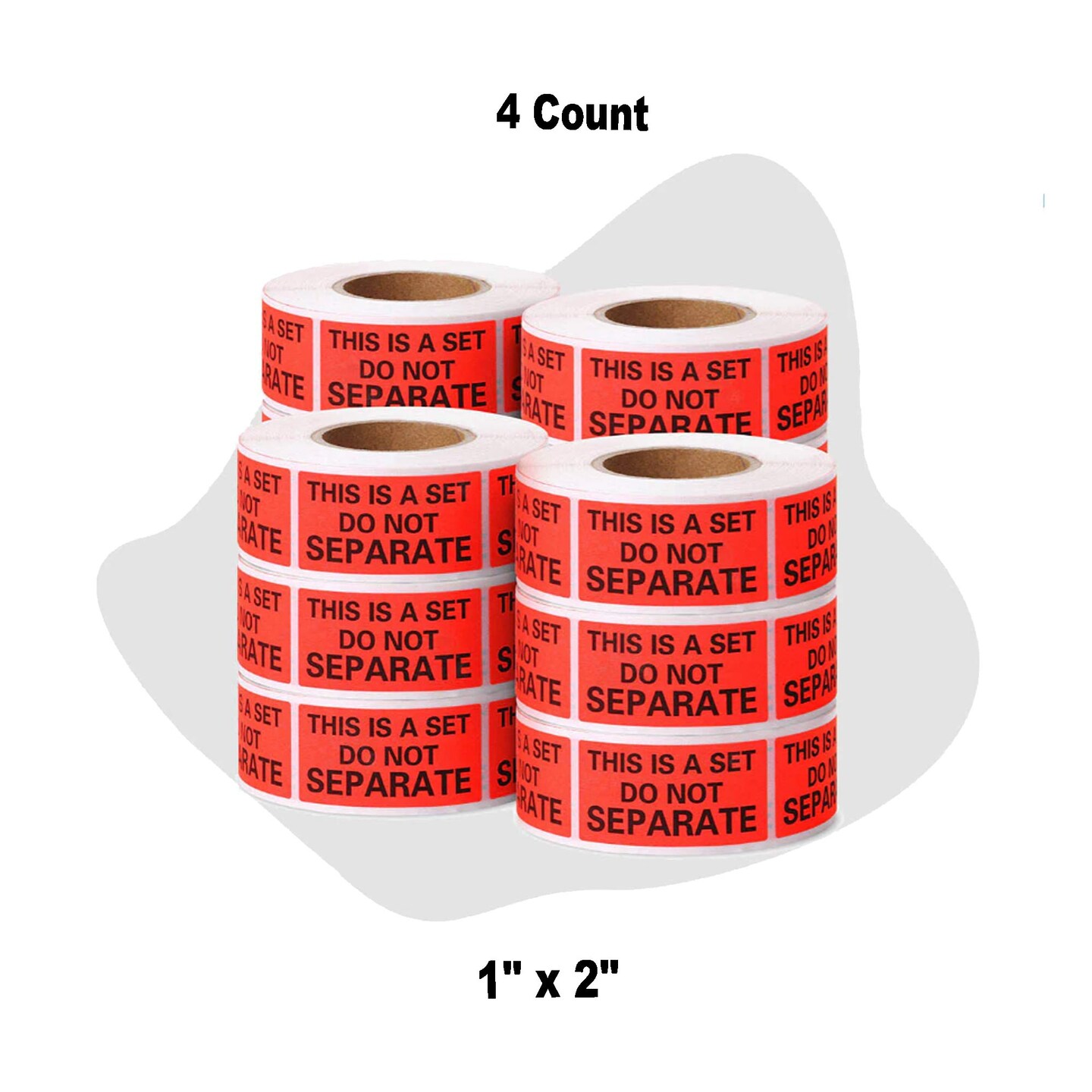 4 Roll 1" x 2" Set Labels Red Do Not Separate Stickers for Inventory ...