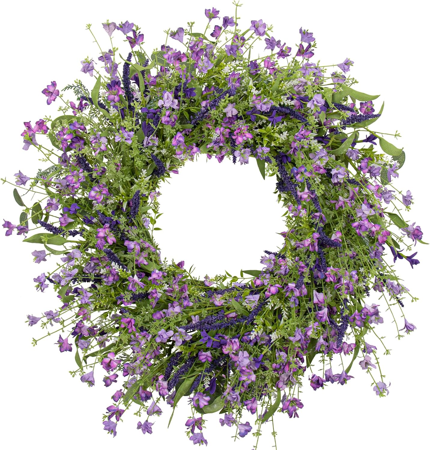 Purple Spring Wreaths for Front Door 22 Inch Summer Wreath Artificial Violet Lavender Wreath ...