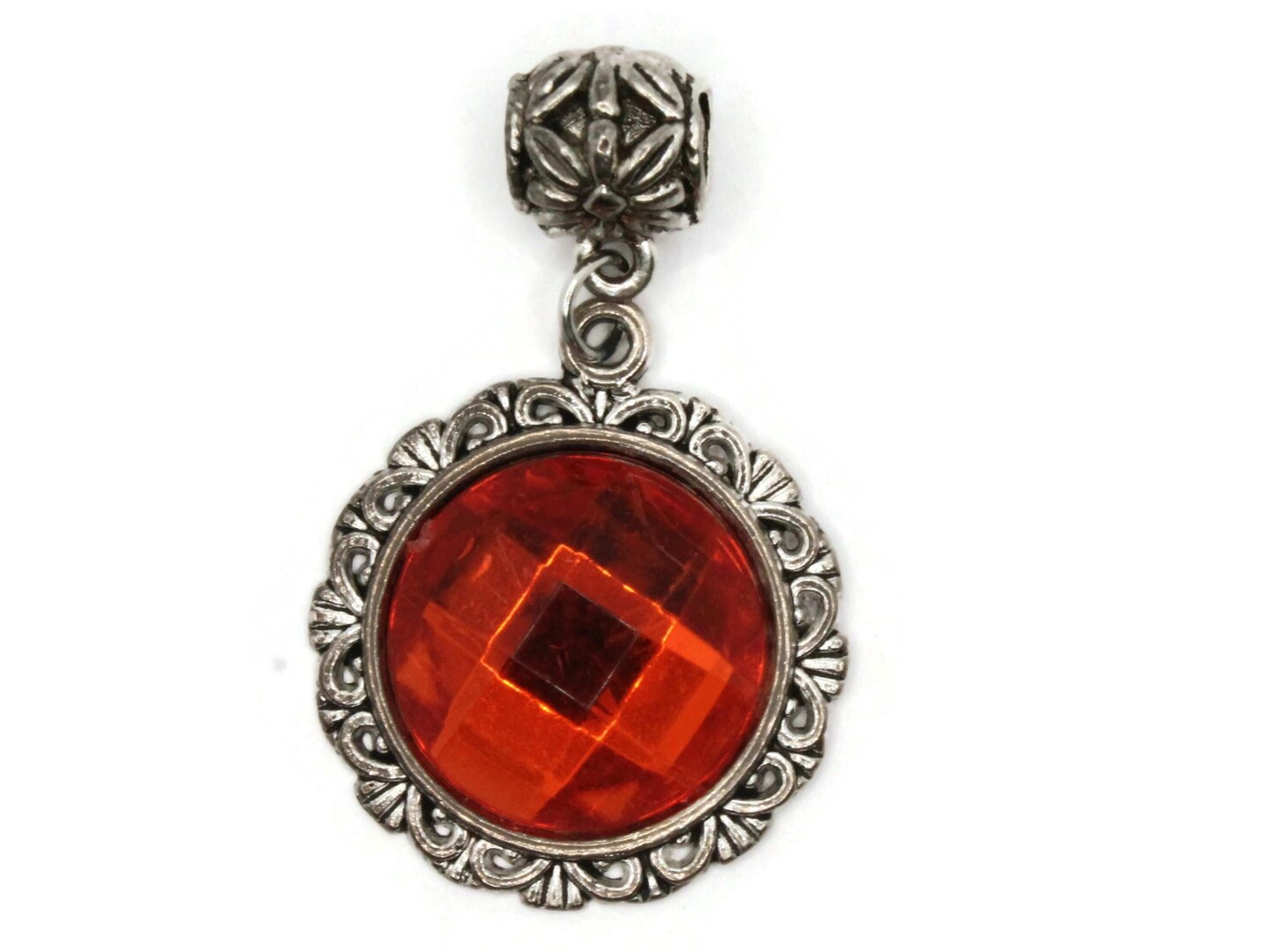 Red Rhinestone Large Framed Resin and Silver Metal Pendant | Michaels