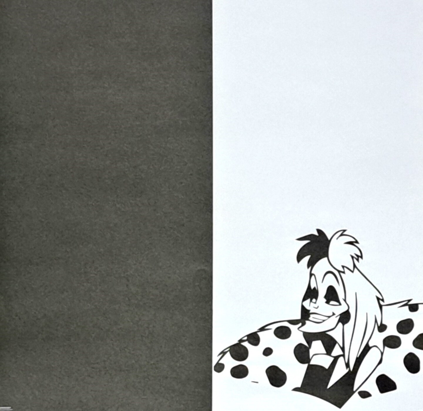 Disney 101 Dalmatians Cruella De Vil Black & White 12x12 Single-Sided ...
