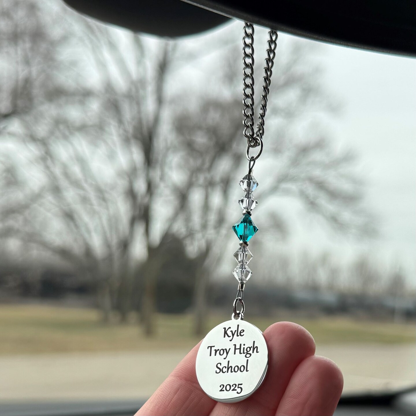 Custom Name School 2025 Birthstone Crystal Graduation Rear View Mirror ...