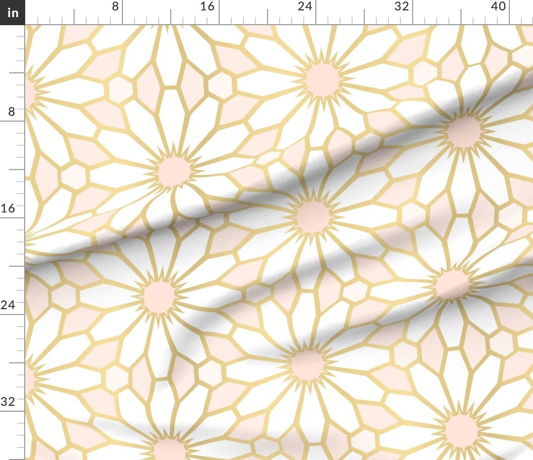 Various Fabrics by the Yard or Fat Quarter Geometric Floral Mosaic ...