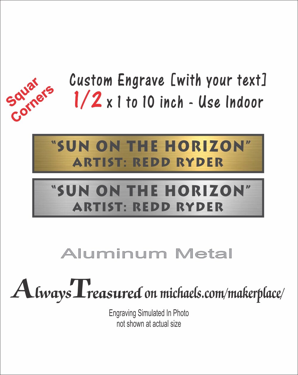 Aluminum .5 x 1 to 10 inch Personalized Engraved Plate INDOOR grade pet ...