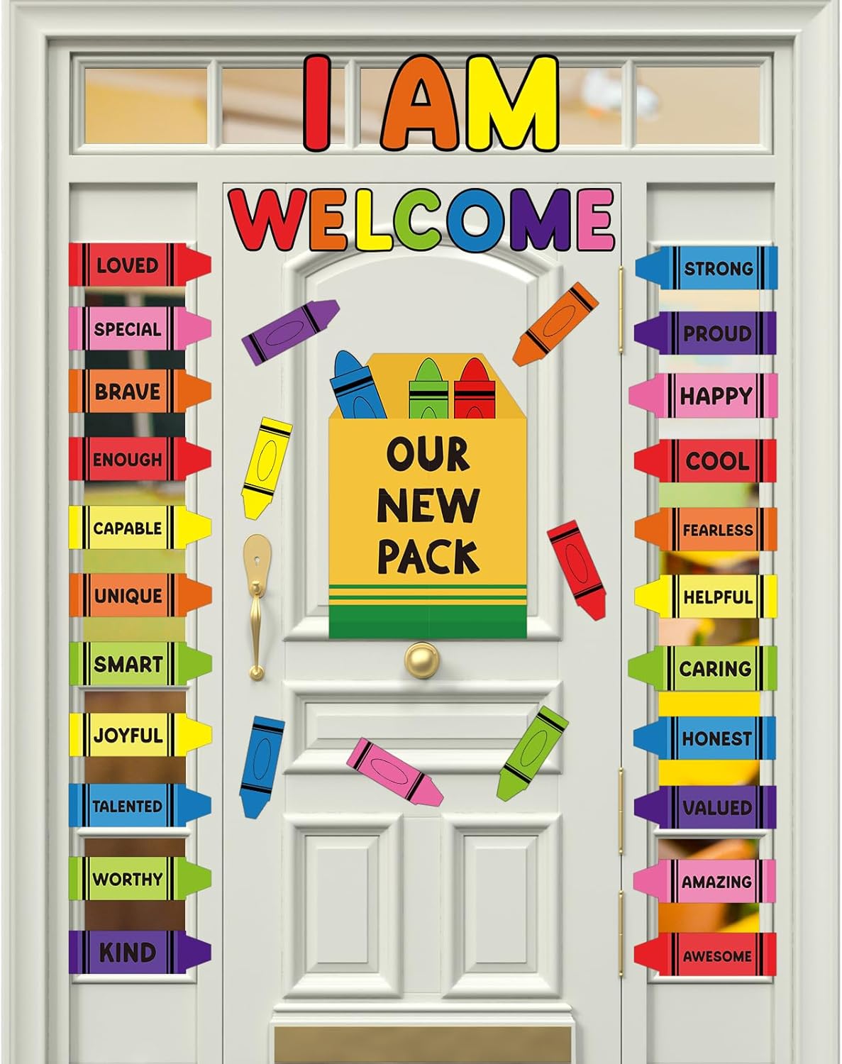 Crayon Classroom Door Decor Back to School Cutouts Bulletin Board ...