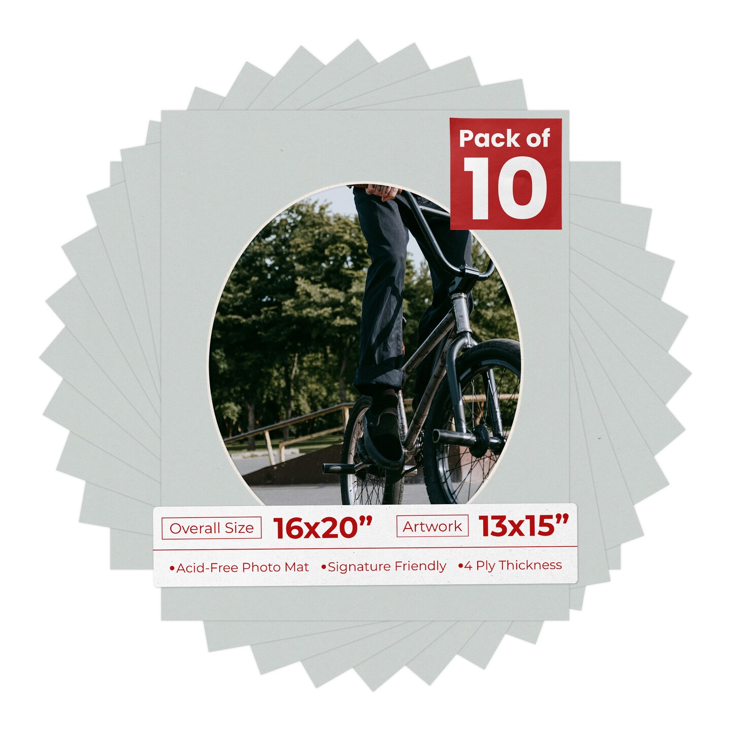 Gray Mat Board for 16x20 Frames - Oval Opening for 13x15 Photos, Color ...