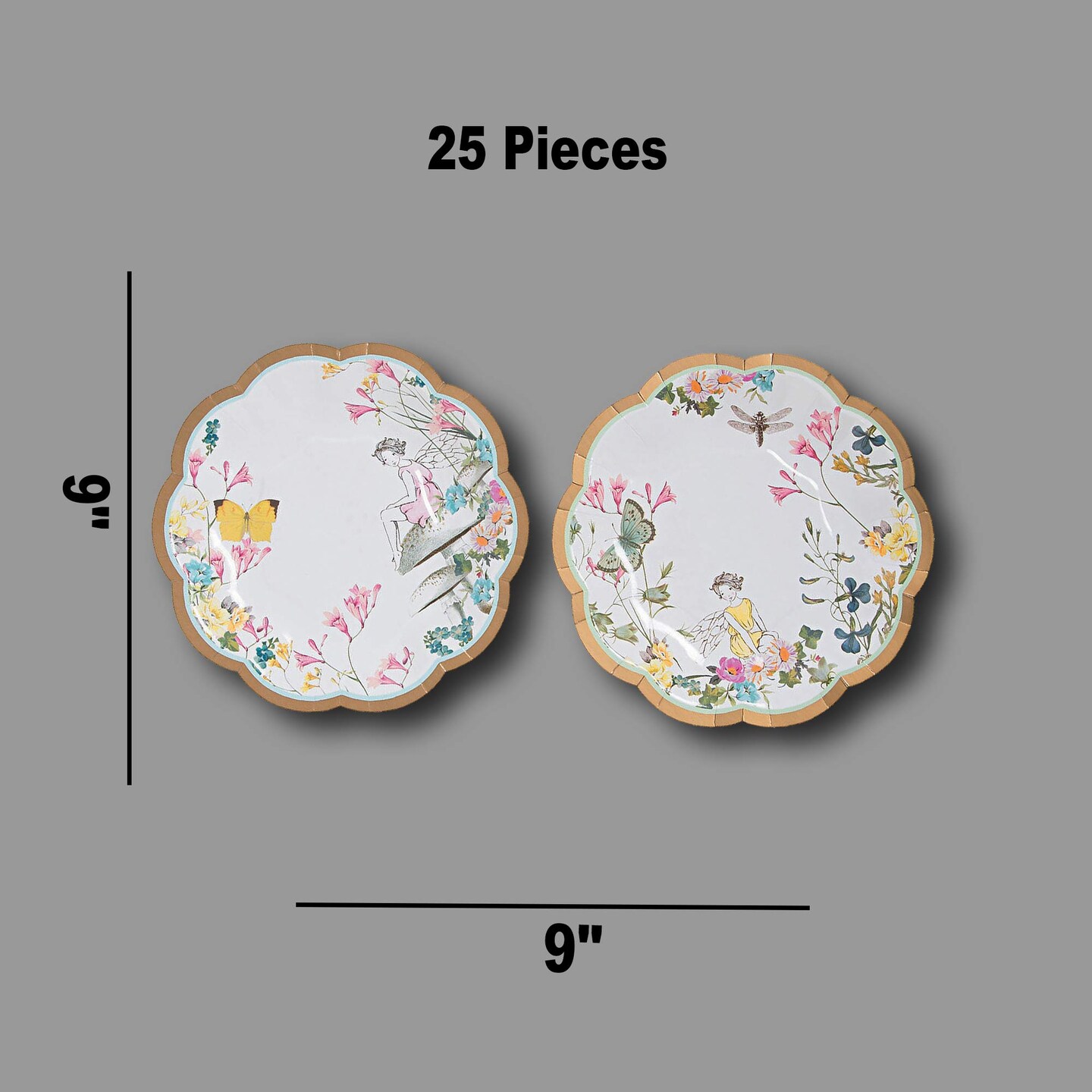 12 Count Truly Fairy Scalloped Paper Dessert Plates Assorted Designs 6 ...