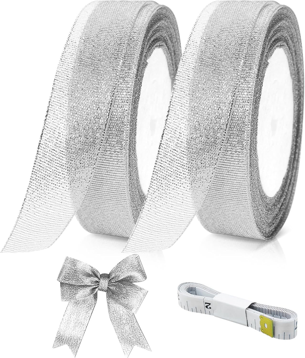 50 Yards 1 Inch Gold and Silver Glitter Ribbons | Michaels
