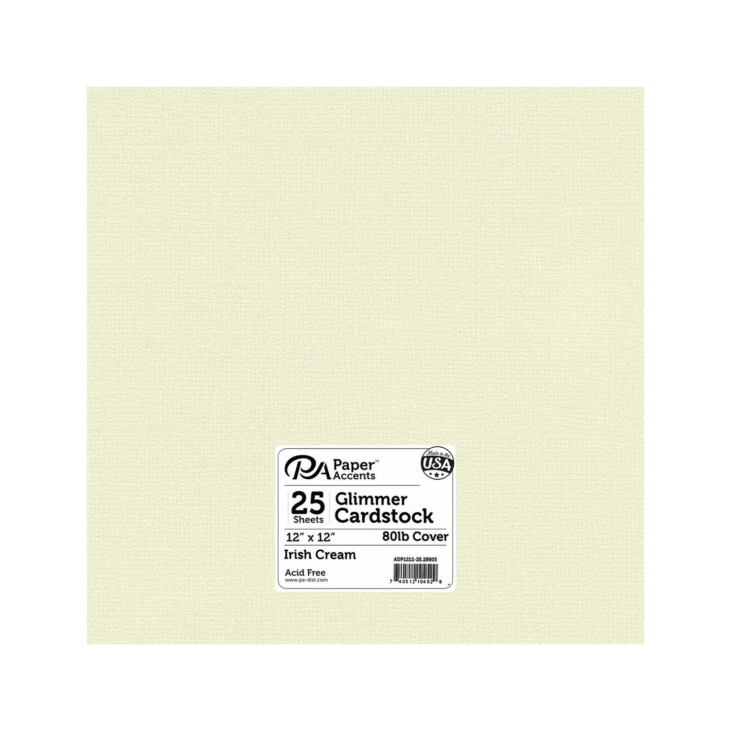 PA Paper Accents Glimmer Cardstock 12" x 12" Irish Cream, 80lb colored ...