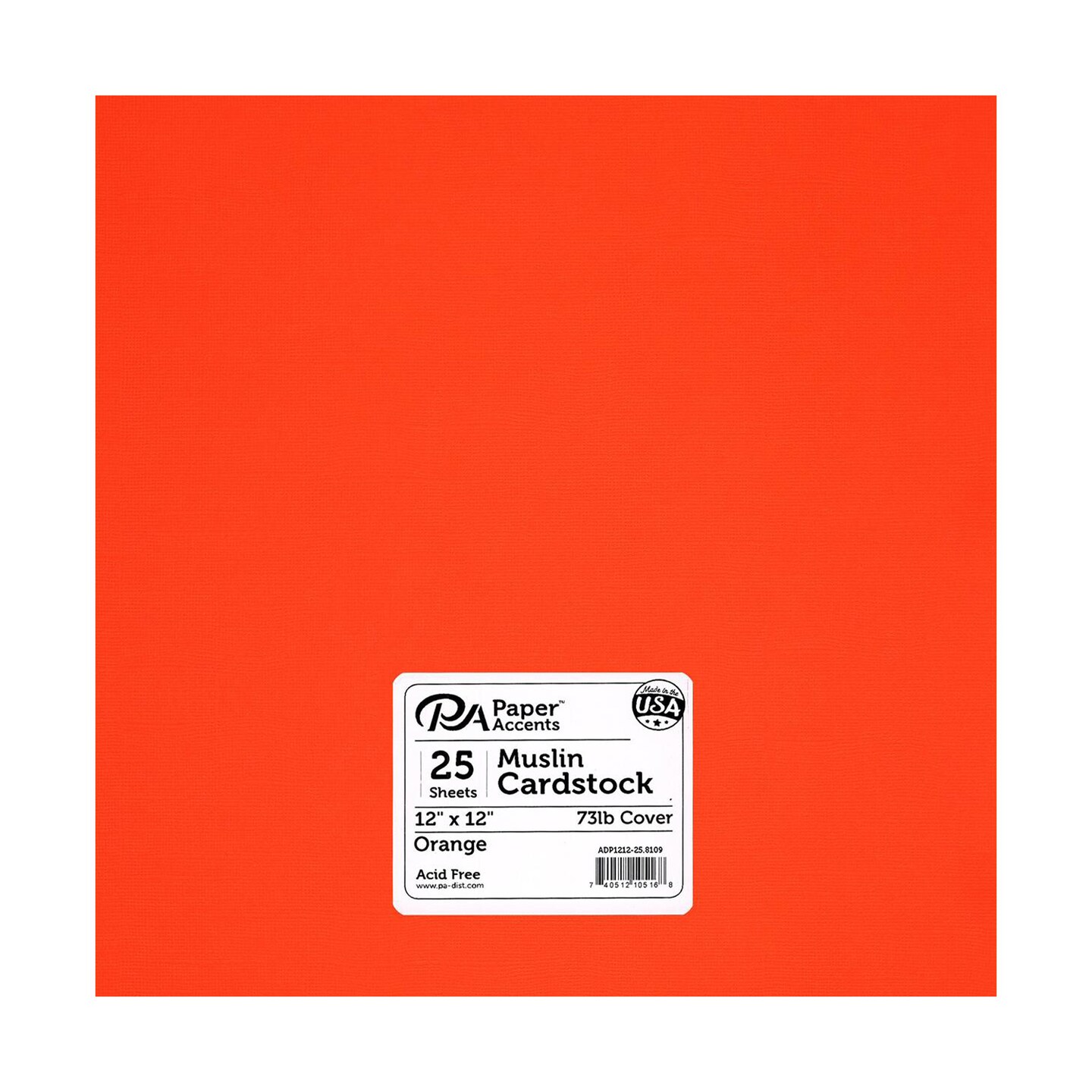 PA Paper Accents Muslin Cardstock 12" x 12" Orange, 73lb colored ...
