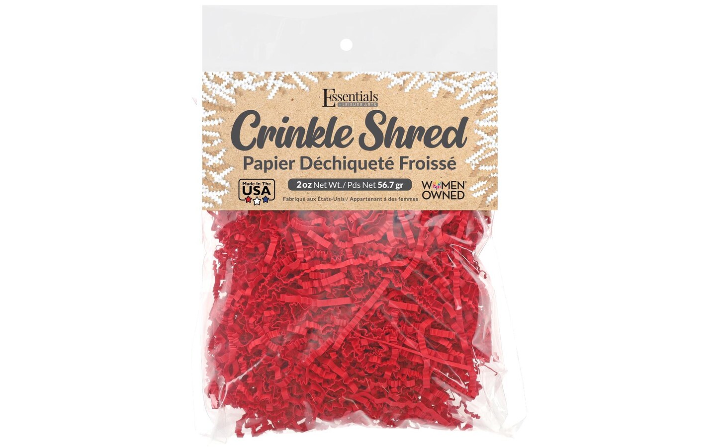 Essentials by Leisure Arts Crinkle Shred Bag, Bright Red, 2oz Shredded ...