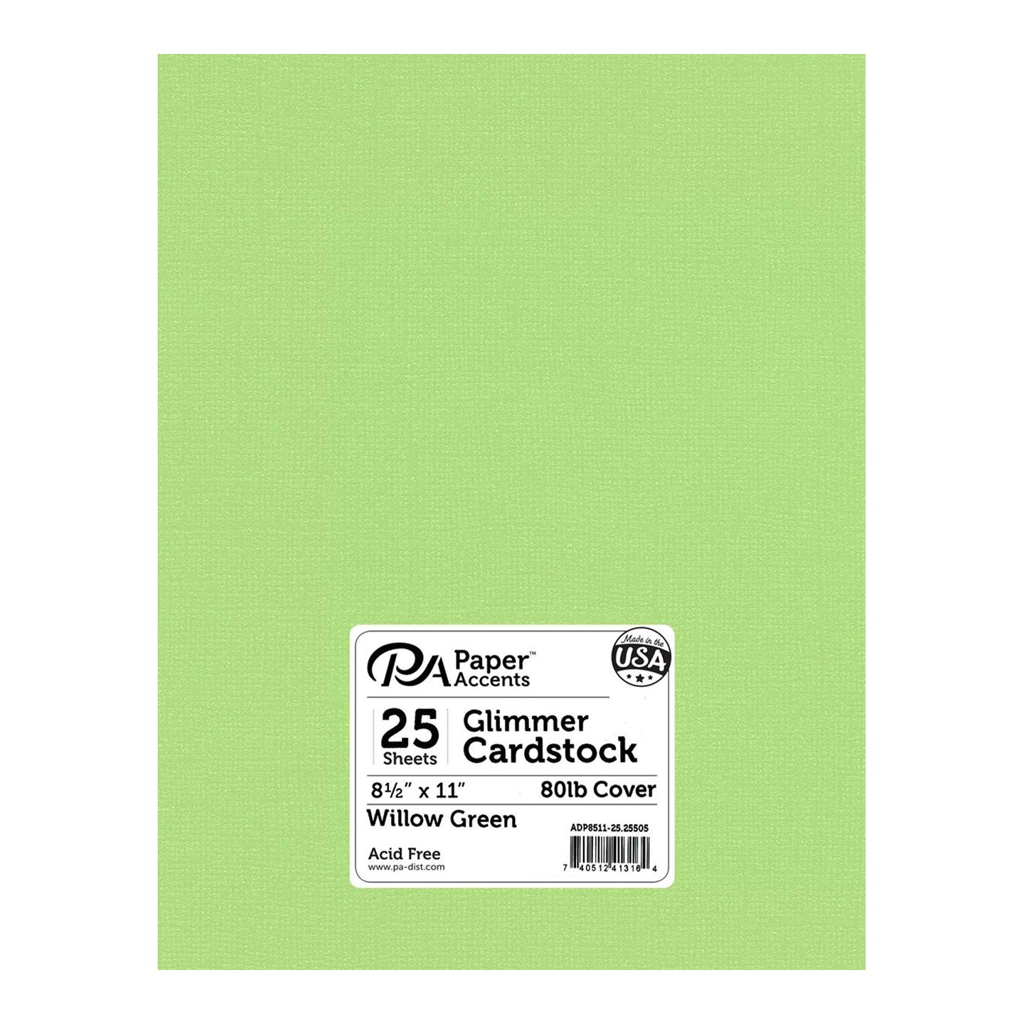PA Paper Accents Glimmer Cardstock 8.5" x 11" Willow Green, 80lb ...