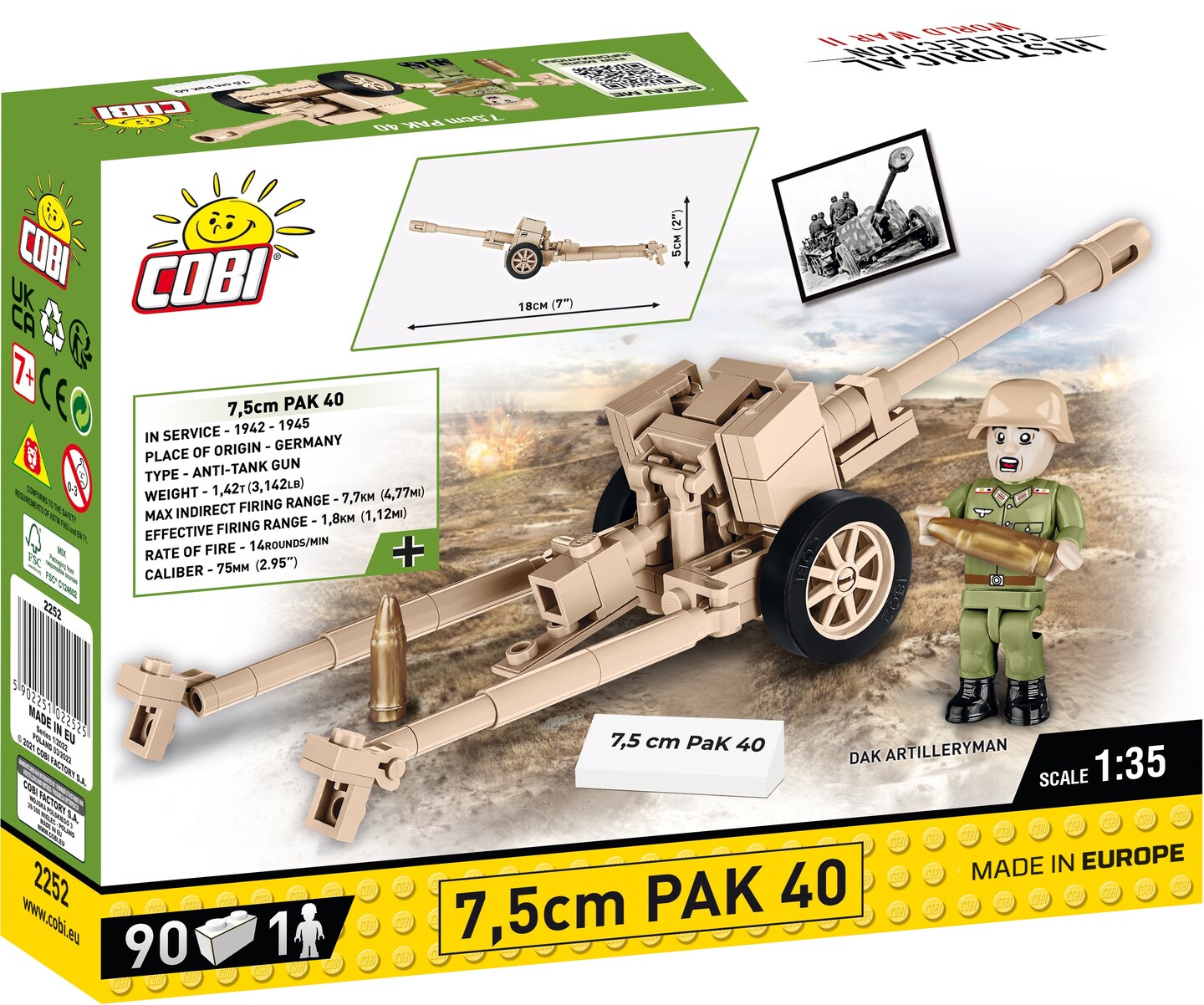 COBI Historical Collection World War II 7.5 cm PaK 40 German Anti-Tank ...