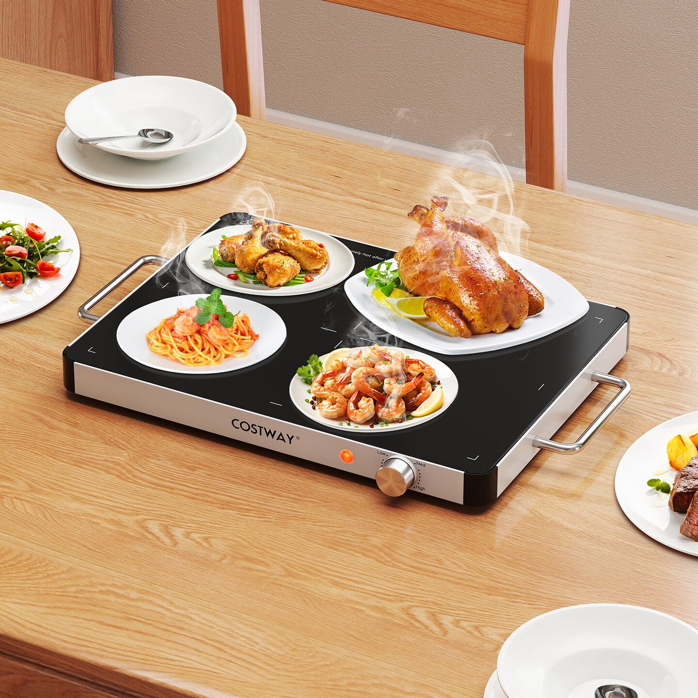 Electric Warming Tray for Food, Adjustable Heat Buffet Server with Cool ...