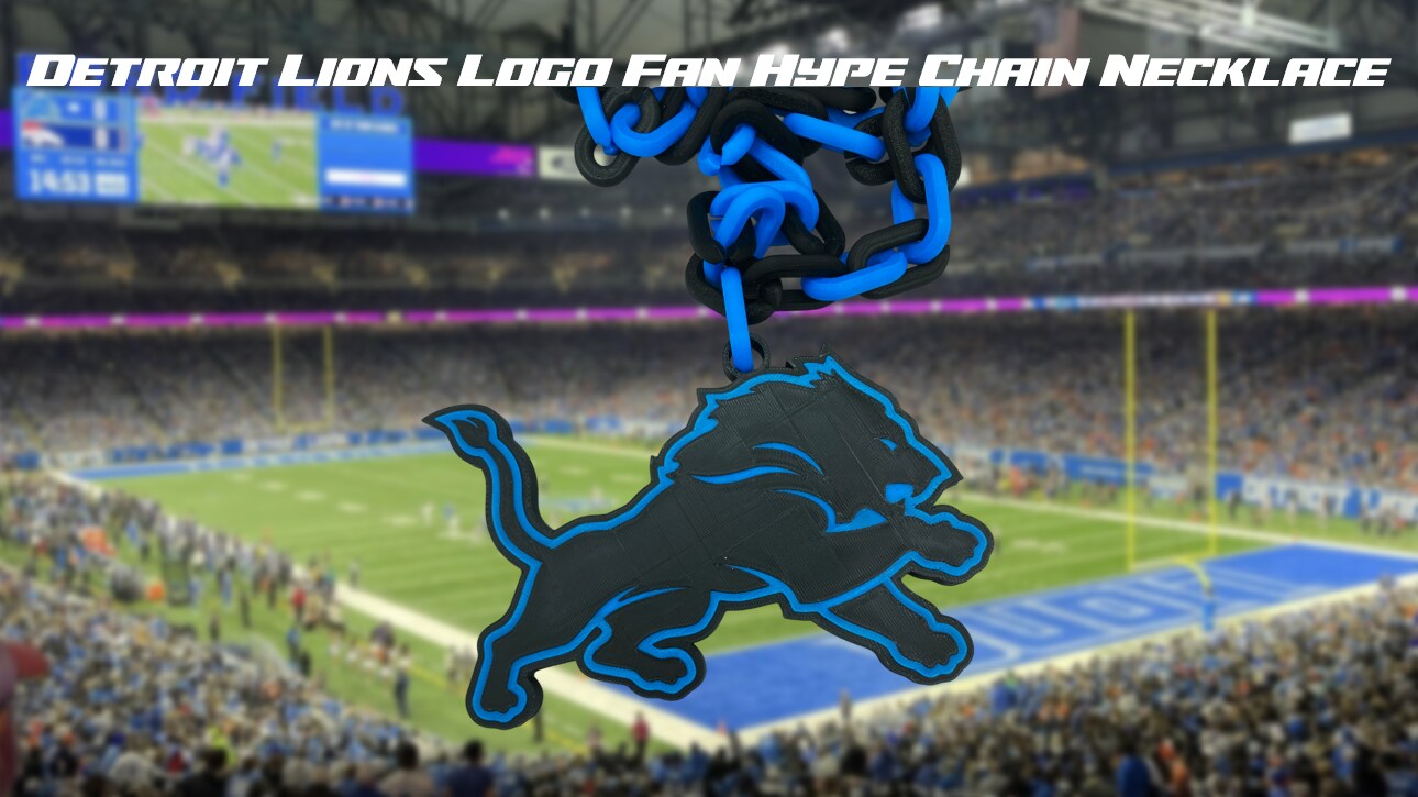 Detroit Lions Football Big Logo Fan Hype Chain Necklace 3D Printed ...
