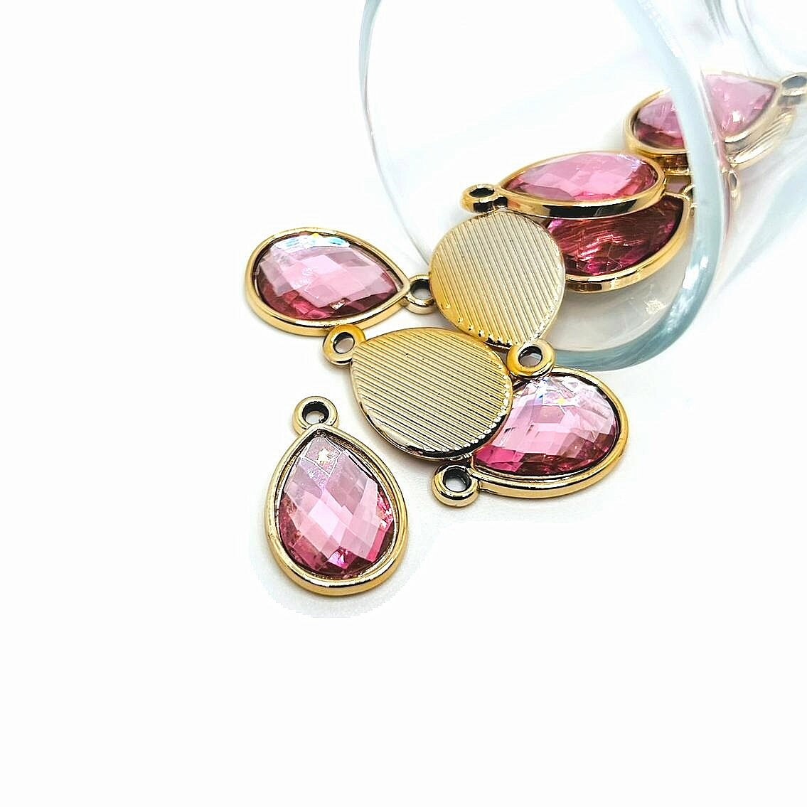 4, 20 or 50 Pieces: Light Pink and Gold Acrylic Teardrop Charms | Michaels