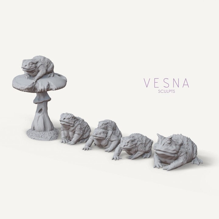 5pc Toad Miniatures DnD Dungeons and Dragons Toad Miniatures Frog for ...