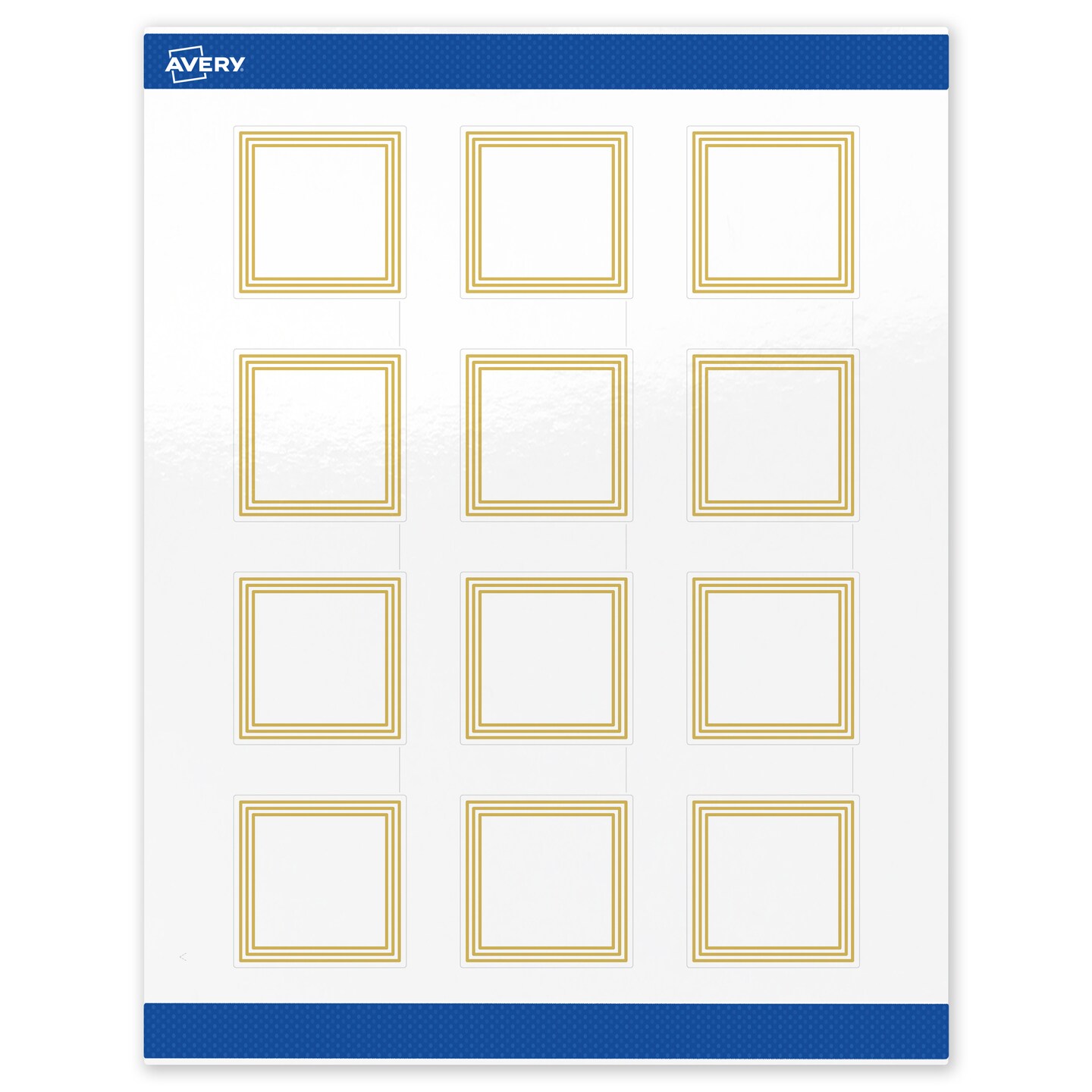Avery Printable Square Labels, Gold Multi-Lined Border, 2" x 2", Glossy White Square Labels ...